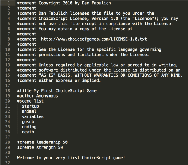 Learning ChoiceScript: Part 1: Playing “My First ChoiceScript Game” – Digital Ephemera